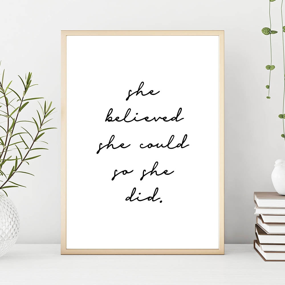 She Believed She Could Canvas Print Wall Art Poster – The Style Habitat