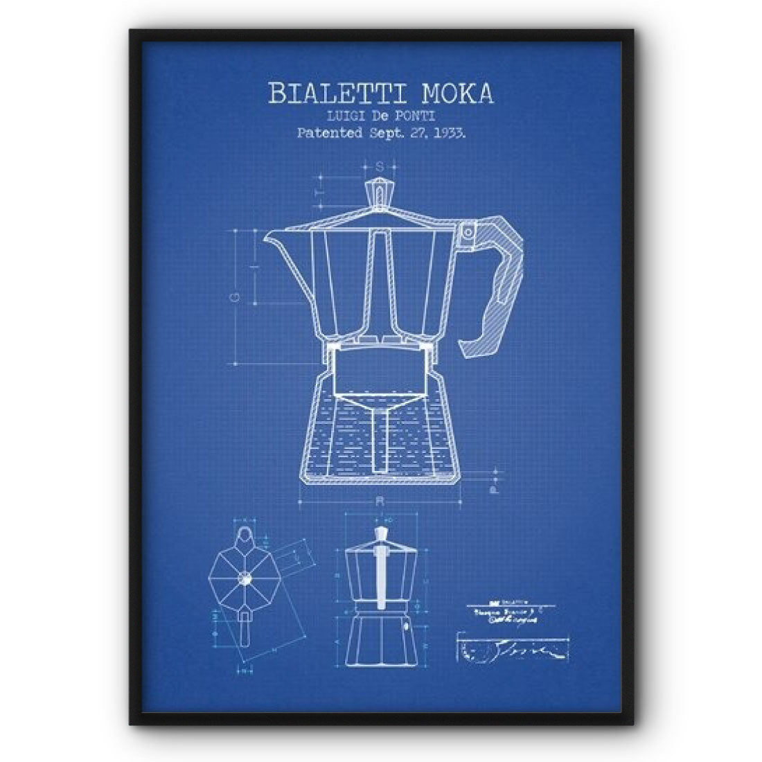 Bialetti Moka Coffee Pot Design Blue Canvas Print Wall Art Poster – The ...