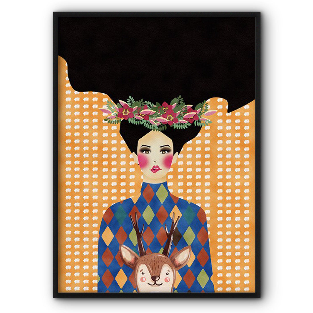 Lady With Red Cheeks No5 Canvas Print Wall Art Poster Illustration ...