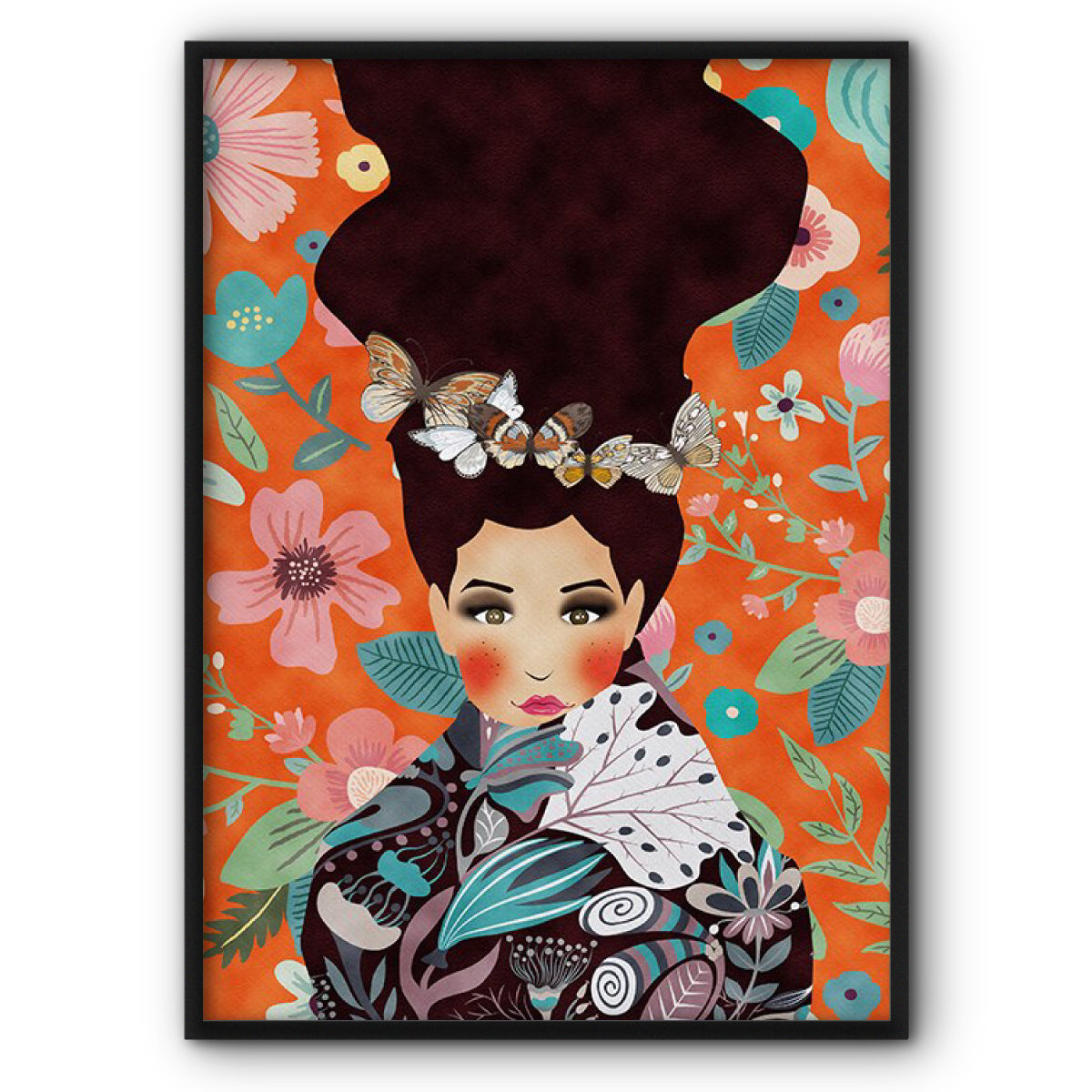 Lady With Red Cheeks No3 Canvas Print Wall Art Poster Illustration ...