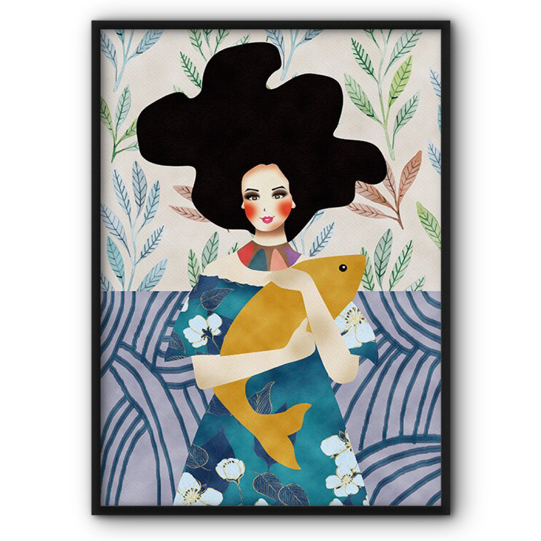 Lady With Red Cheeks No6 Canvas Print Wall Art Poster Illustration ...