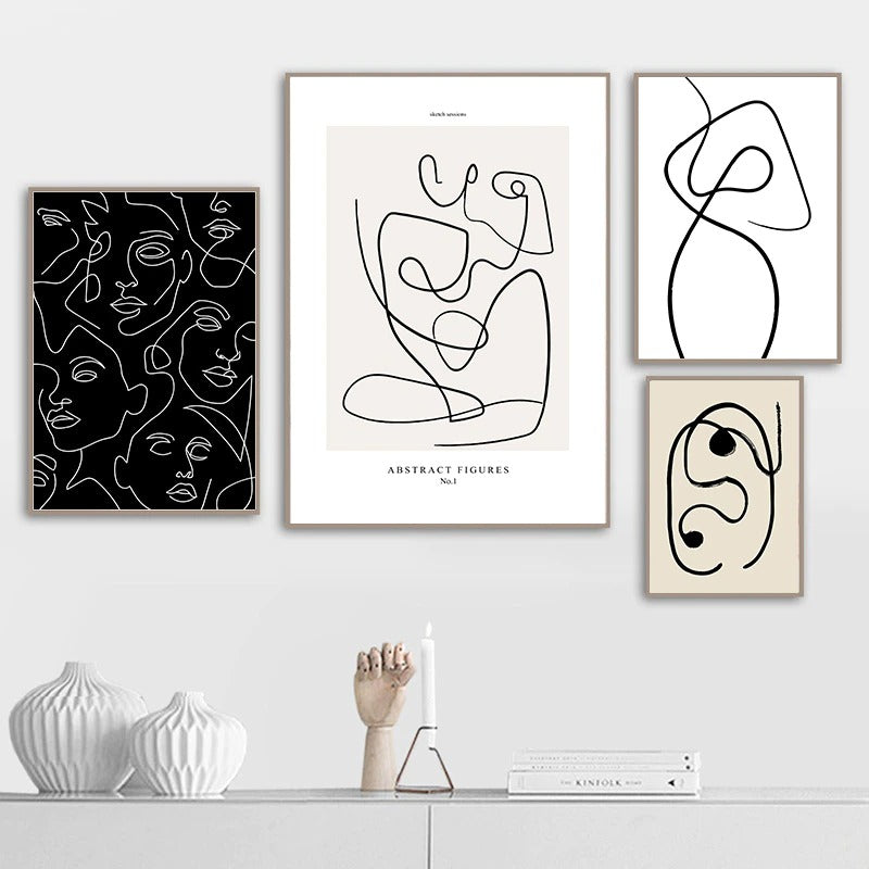 Abstract Line Art Figures No1 Canvas Print Wall Art Poster – The Style ...