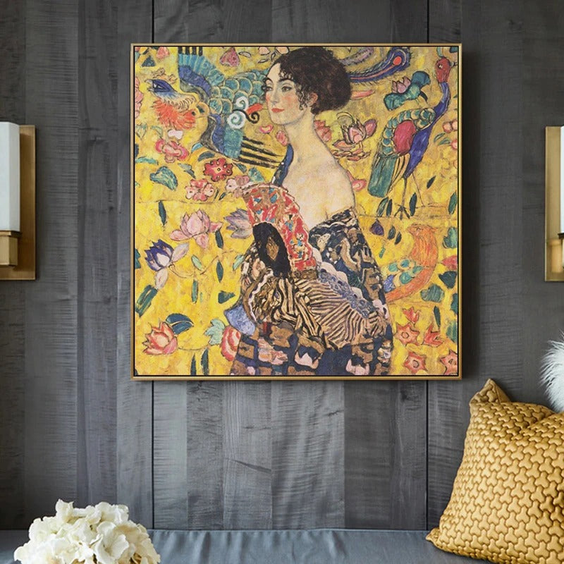 Gustav Klimt Lady With Fan Canvas Print Wall Art Classic Painting – The ...