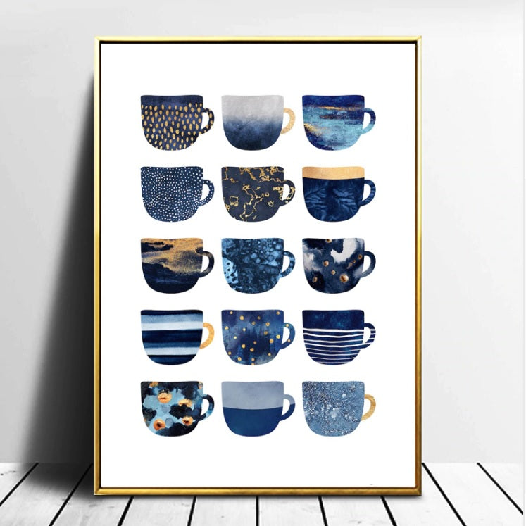 Blue Teacups Canvas Print Poster Wall Art – The Style Habitat